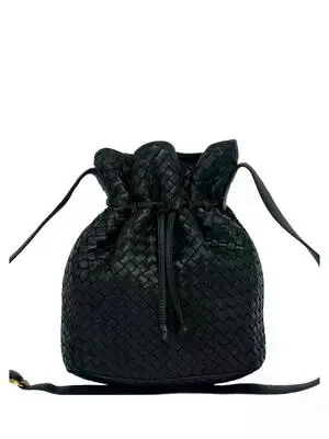 Bottega Veneta Nappa Intrecciato Drawstring Bucket Bag - Black