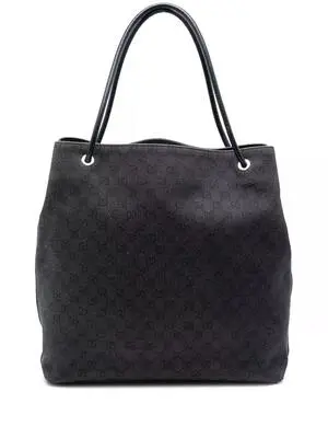 Gucci Large Gg Denim Gifford Tote Bag - Grey