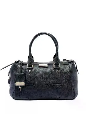 Burberry Small Heritage Grain Leather Gladstone Satchel - Black