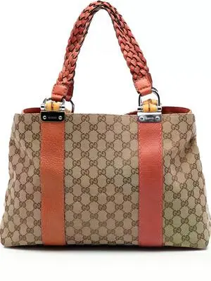 Gucci Gg Canvas Bamboo Libeccio Tote Bag - Neutrals