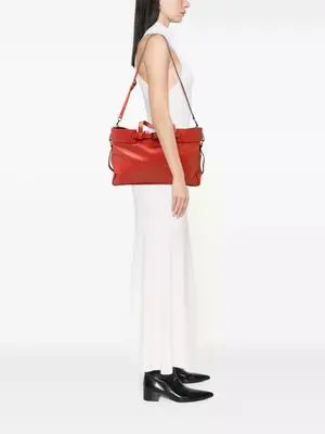 Gucci Calfskin Buckle Satchel - Red