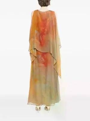 YANGKEHAN Floral Print Draped Dress