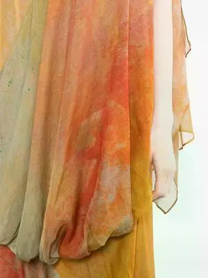 YANGKEHAN Floral Print Draped Dress