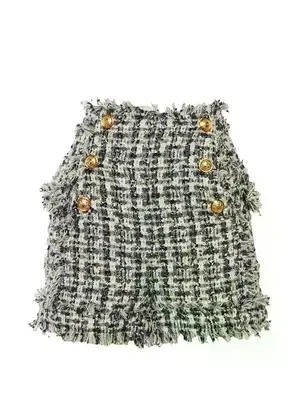 Balmain Tweed Frayed-hem Shorts - Neutrals