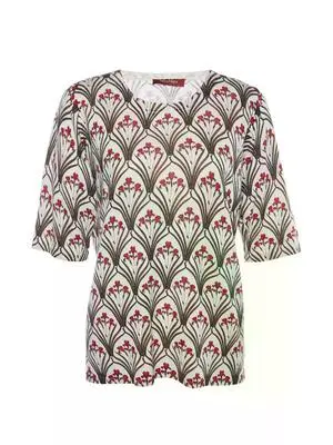 Max Mara Beige Floral-print Knitted Top