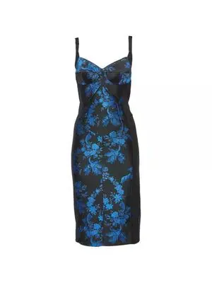 Stella McCartney Floral Jacquard Bustier Midi Dress - Black