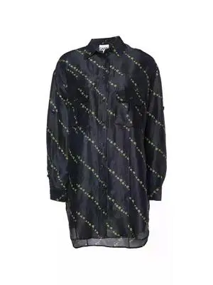 GANNI Floral-print Sheer Shirt - Black