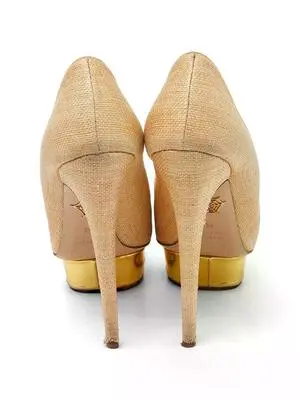 CHARLOTTE OLYMPIA Dolly Raffia Pumps - Brown