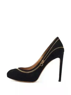 FERRAGAMO Rory Suede Zipper Pumps - Black