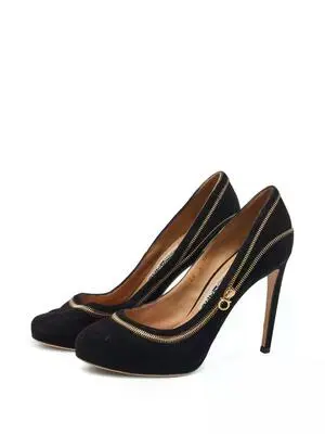 FERRAGAMO Rory Suede Zipper Pumps