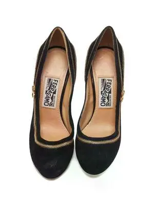 FERRAGAMO Rory Suede Zipper Pumps