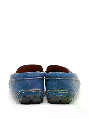 Prada Logo Plaque Pebbled Leather Loafers
