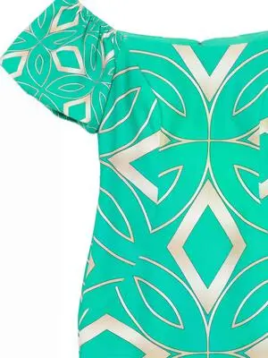 ALLURE Geometric Print Off-shoulder Dress