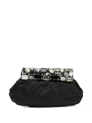 Prada Crystal-embellished Logo Clutch Bag