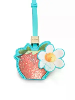 GANNI Strawberry-motif Flower-detail Keyring