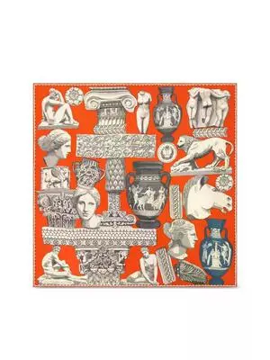 INOUI EDITIONS Graphic-print Square Scarf - Orange