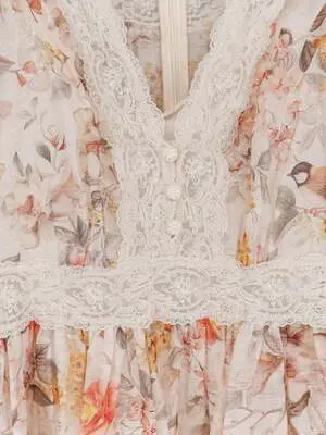 Zimmermann Luna Linen And Silk Dress - Multicolor