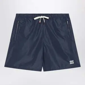 Miu Miu Technical Fabric Windproof Bermuda Shorts - Blue