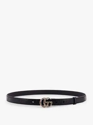 Gucci Leather Belt With Gg Logo - Black