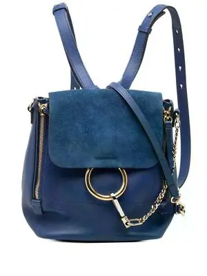 Chloé Faye Backpack In Calfskin And Suede - Blue