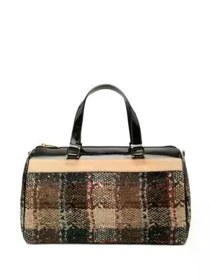 Burberry Plaid Wool Boston Bag - Brown