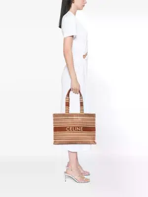 Celine Large Striped Canvas Cabas Thais Tote Bag - Neutrals