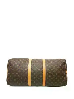 LOUIS VUITTON Monogram Keepall Bandoulière 55 Travel Bag - Brown