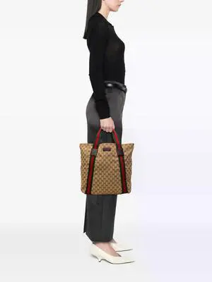 Gucci Gg Canvas Web Tote Bag - Neutrals