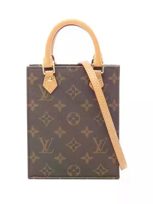 LOUIS VUITTON Monogram Petit Sac Plat Satchel - Brown