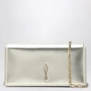CHRISTIAN LOUBOUTIN Christian Louboutin Platinum Metallic Leather Clutch Bag With Chain Silver