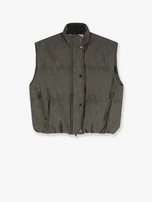 Brunello Cucinelli BRUNELLO CUCINELLI Sleeveless Down Jacket With Monile Detail Multicolor