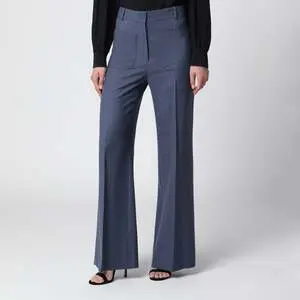 Victoria Beckham Alina Trousers In Melange Wool Blend - Blue