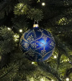 Harrods Glitter Fleur-de-lis Pattern Bauble