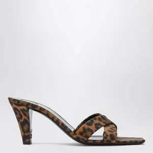 Saint Laurent Jill" Leopard Print Gros-grain Mule - Brown