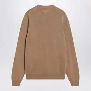 Prada Cashmere Crew Neck Cardigan With Front Pockets - Brown