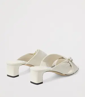JIMMY CHOO Rafi Pearl And Crystal Embellished Leather Mules - White