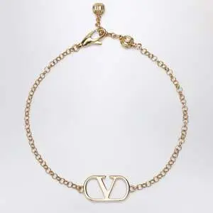 Valentino Garavani Vlogo Signature Chain Bracelet In Gold-tone Brass - Silver