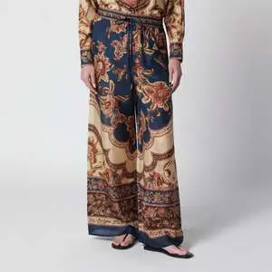 Zimmermann ZIMMERMANN Navy Jacobean Silk Trousers Multicolor