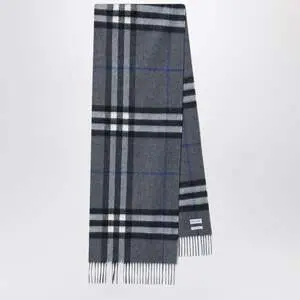 Burberry Check Cashmere Scarf In Marlborough Grey