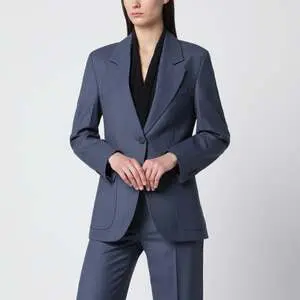 Victoria Beckham Katherine Single-breasted Jacket In Melange Wool Blend - Blue