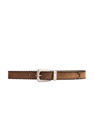 Khaite Benny Belt With Whipstitch And Silver Hardware