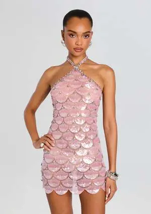 Retrofete Ninette Embroidered Halterneck Mini Dress