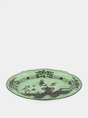 GINORI 1735 Oriente Italiano Bario Oval Platter - Green