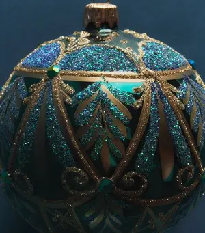 Harrods Glitter Leaf Pattern Bauble