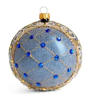 Harrods Glitter And Bead-embellished Bauble - Navy