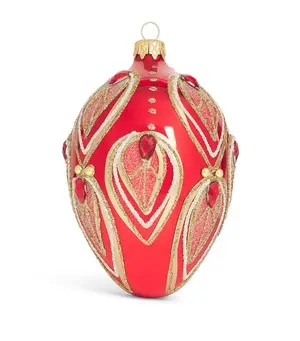 Harrods Glittery Egg Bauble - Red