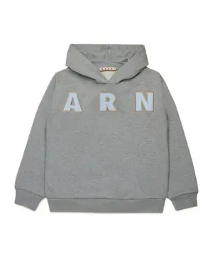 Marni Cotton Hoodie With Patches - Grey