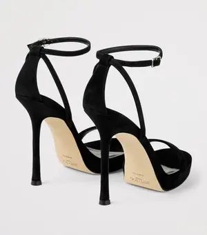 JIMMY CHOO Mozapf 120 Suede Heeled Sandals - Black