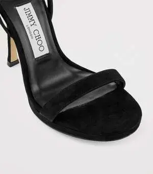 JIMMY CHOO Mozapf 120 Suede Heeled Sandals - Black