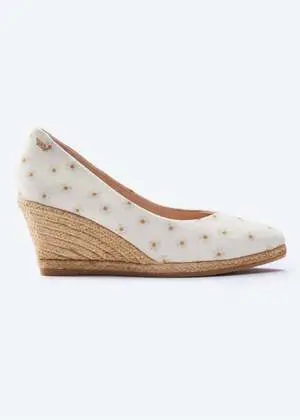 VISCATA Roses Archive Canvas V Cut Espadrille Wedges - Daisy
